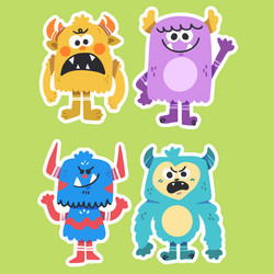 Unique and cute little critters sticker Royalty Free Vector