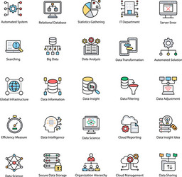 Science and technology flat icons Royalty Free Vector Image