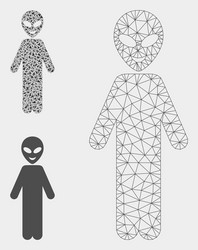 Glad alien person mesh 2d model Royalty Free Vector Image