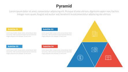 Pyramid shape triangle stage infographics Vector Image