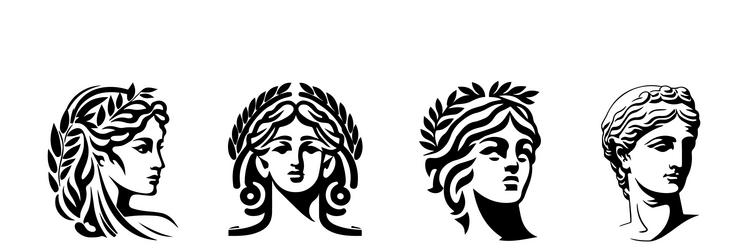 Ancient greek woman head logo Royalty Free Vector Image