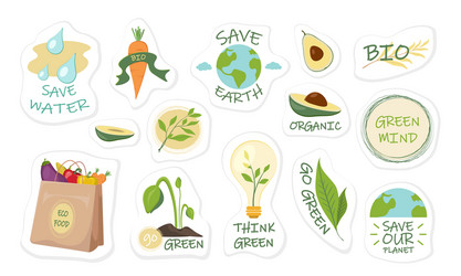 Ecology stickers Royalty Free Vector Image - VectorStock