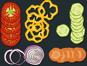 Vegetables slice set Royalty Free Vector Image