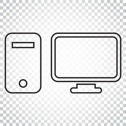 Computer in line style monitor flat icon simple Vector Image