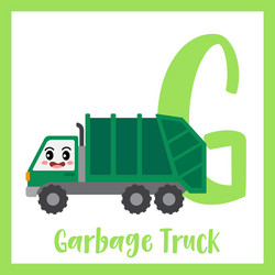 Letter g vocabulary rubbish truck Royalty Free Vector Image