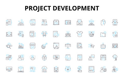Project planning linear icons set strategy Vector Image