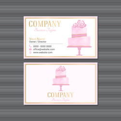 Business card design with cake Royalty Free Vector Image