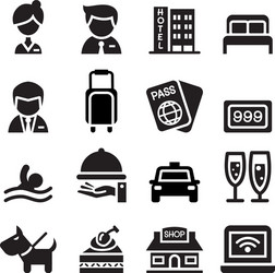 Hotel black icons set Royalty Free Vector Image