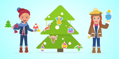 Kids wearing christmas costumes Royalty Free Vector Image