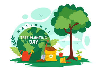 National tree planting day with kids plant Vector Image