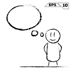 Stick figure dream bubble isolated on white Vector Image