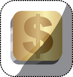 Sticker golden square with currency symbol Vector Image