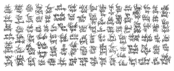 Mega set of 60 hand written lettering positive Vector Image