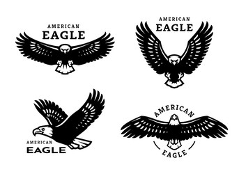 American eagle in flight logo symbol Royalty Free Vector