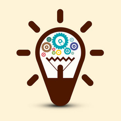 Bulb with cogs - gears icon Royalty Free Vector Image