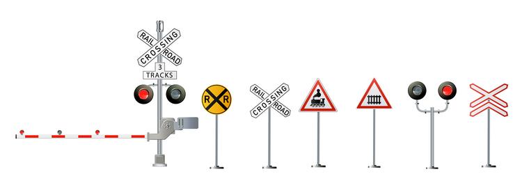 Railway signs set isolated on a white background Vector Image