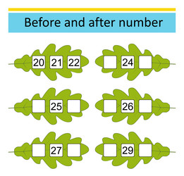 What comes before and after math worksheets Vector Image