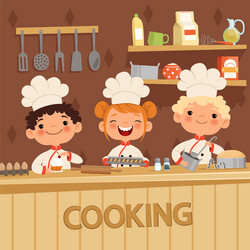 Children cooking background little kids chef Vector Image