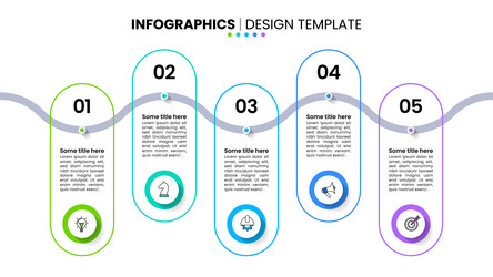 Infographic template zigzag timeline with 5 steps Vector Image