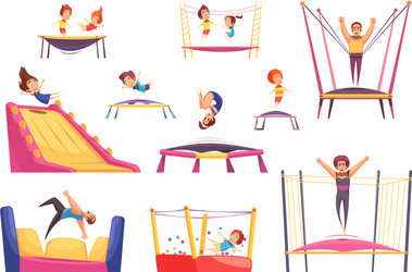 Cartoon children jumping on trampolines little Vector Image
