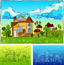 Landscape Drawing Vector Images Over 120 000