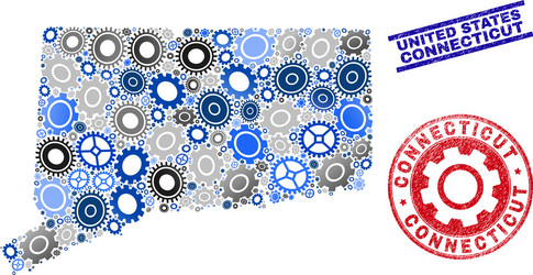 Composition service connecticut state map Vector Image