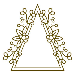 Squashed hexagon floral frame stroke Royalty Free Vector