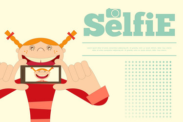Cute girl makes selfie Royalty Free Vector Image