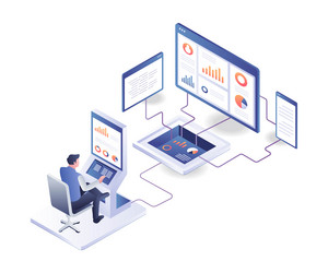 Computer analysis data control Royalty Free Vector Image
