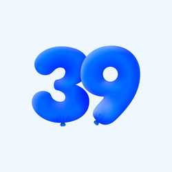 39 3d number balloon made of realistic metallic Vector Image