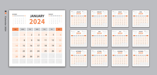2024 calendar year Royalty Free Vector Image - VectorStock