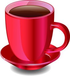 Colorful red cartoon mug of coffee Royalty Free Vector Image