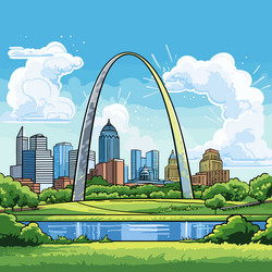 Gateway arch hand-drawn comic Royalty Free Vector Image