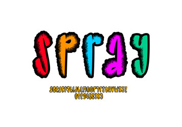 Spray graffiti font alphabet the street art style Vector Image