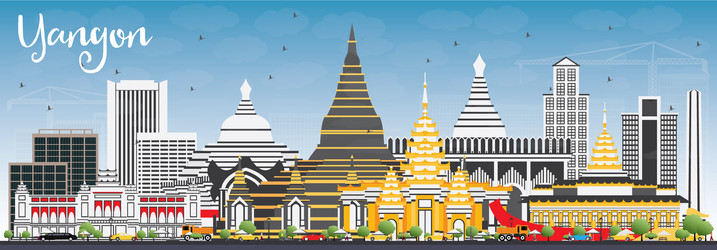 Yangon City Skyline Vector Images (73)