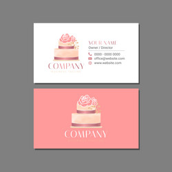 Business card design with cake Royalty Free Vector Image