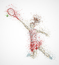 Abstract tennis player with a racket from splash Vector Image