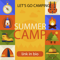 Flat design summer camp post Royalty Free Vector Image