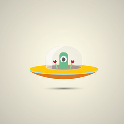 Alien spaceship orange in space Royalty Free Vector Image