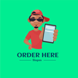 Order online mascot logo Royalty Free Vector Image