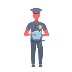 Policeman in color cartoon style editable graphic Vector Image