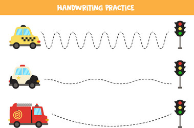 Tracing lines for kids cartoon transportation Vector Image