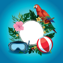 Summer round frame with cartoons Royalty Free Vector Image