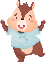 Cartoon chipmunk hugs an acorn Royalty Free Vector Image
