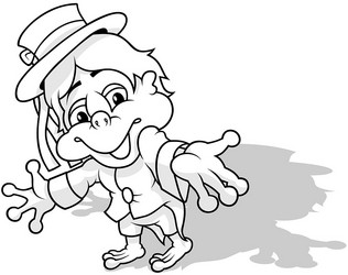 Drawing of a standing waterman with cup Royalty Free Vector