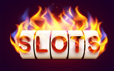 Burning slot machine wins the jackpot fire Vector Image