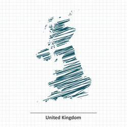 Doodle map of united kingdom Royalty Free Vector Image