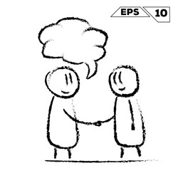 Stick figure conversation 2 man with speak bubble Vector Image