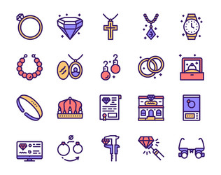 Jewelry black icon set beauty and accessories Vector Image