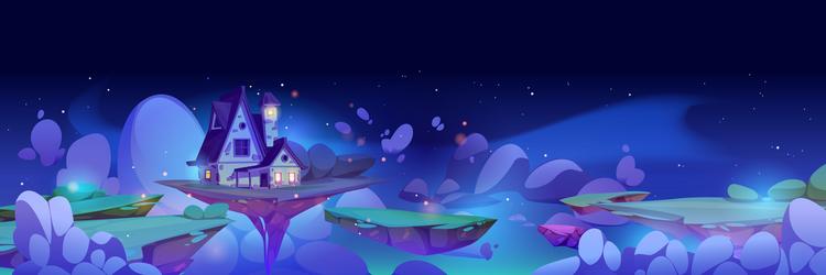 Magic house float on platform landscape season set